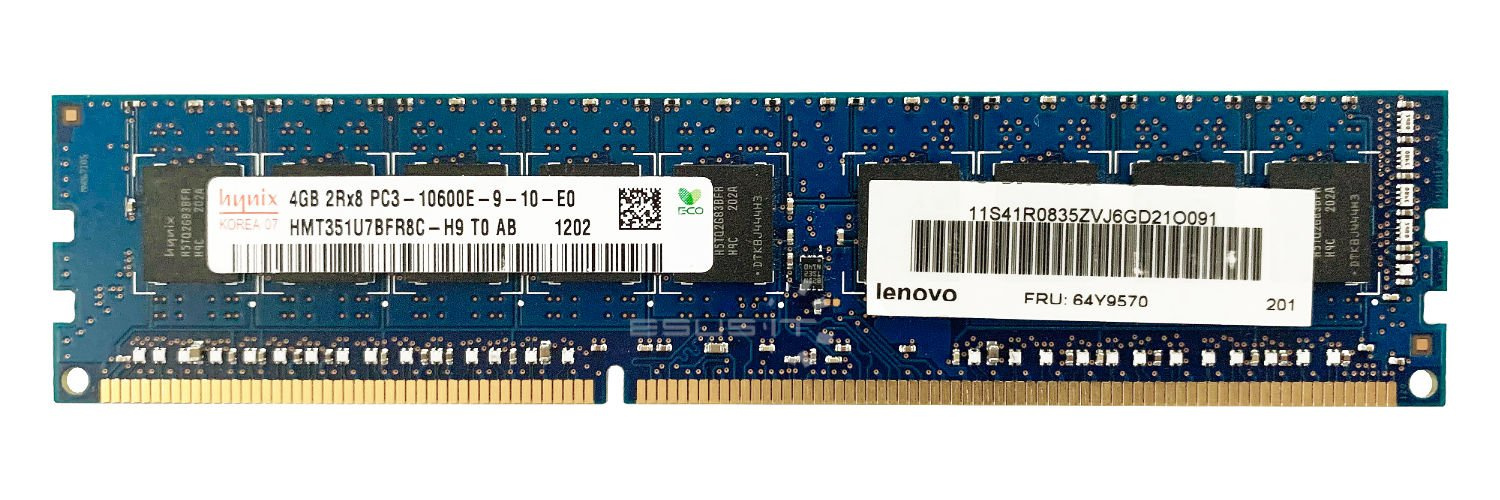 RAM memória 1x 4GB Hynix ECC UNBUFFERED DDR3 2Rx8 1333MHz PC3-10600 UDIMM | HMT351U7BFR8C-H9 ...