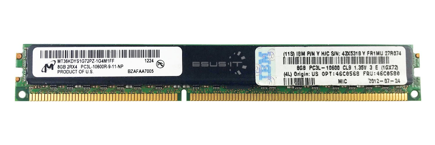 RAM memória 1x 8GB Micron ECC REGISTERED DDR3 1333MHz PC3-10600 RDIMM ...